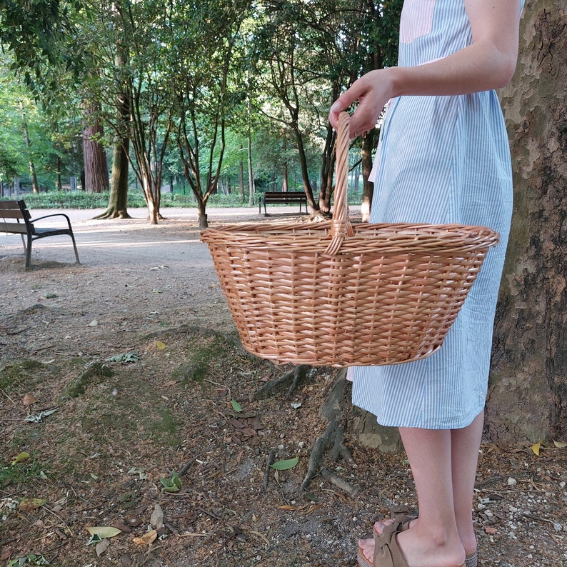 Oval Wicker Basket / Large Basket / Farmhouse Basket / Vintage Basket ...