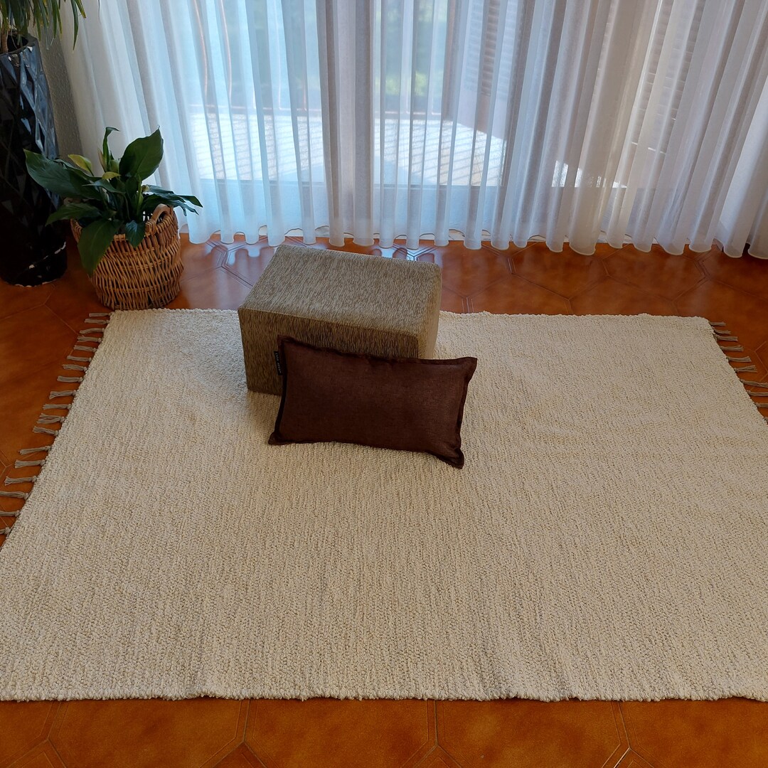 Large Cream Rug 120x180cm/ Carpet Rug / Cotton Rug / Soft Rug / Rug for ...