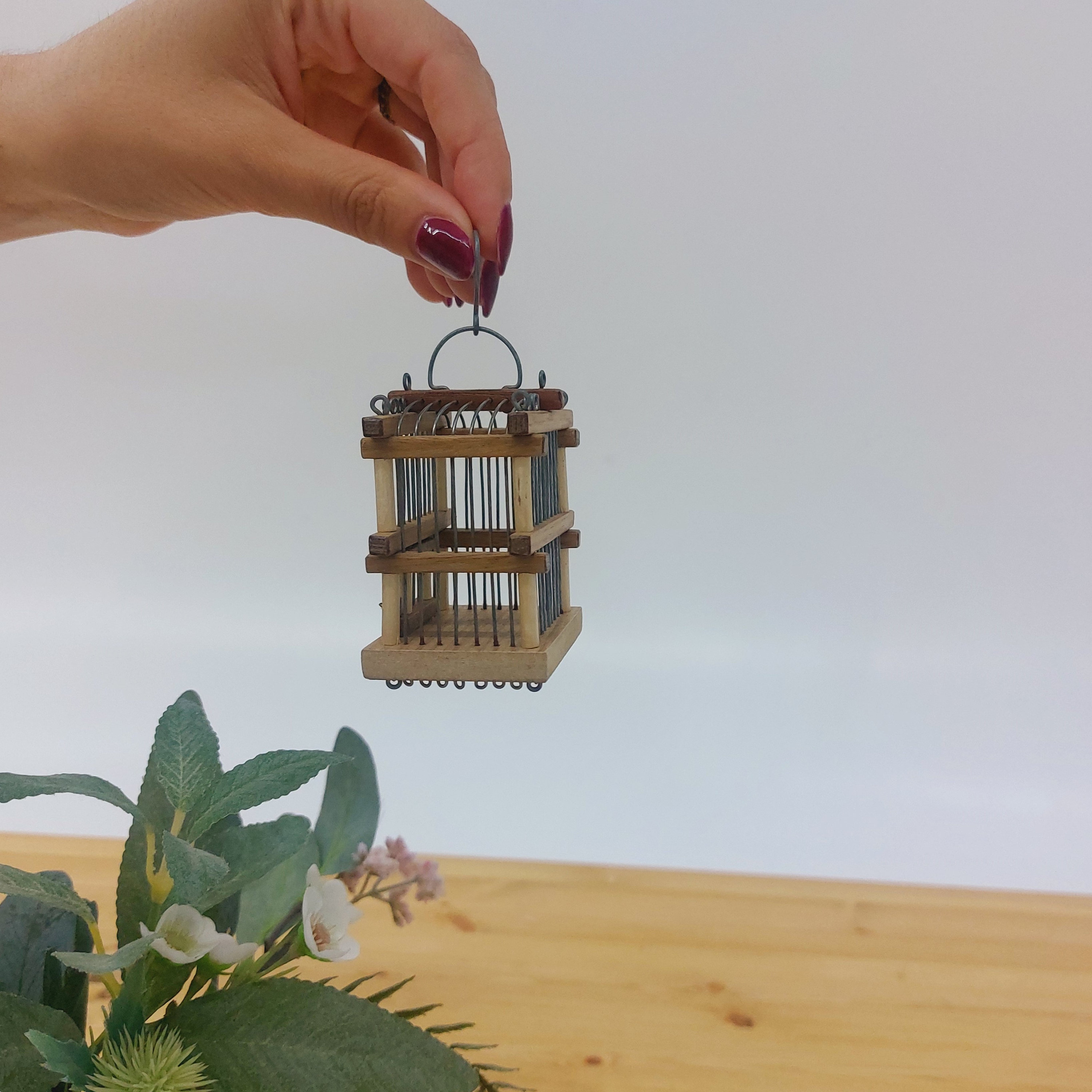 Mini Wood Cage / Wooden Bird Cage / Mini Bird House / Love Your Bird ...