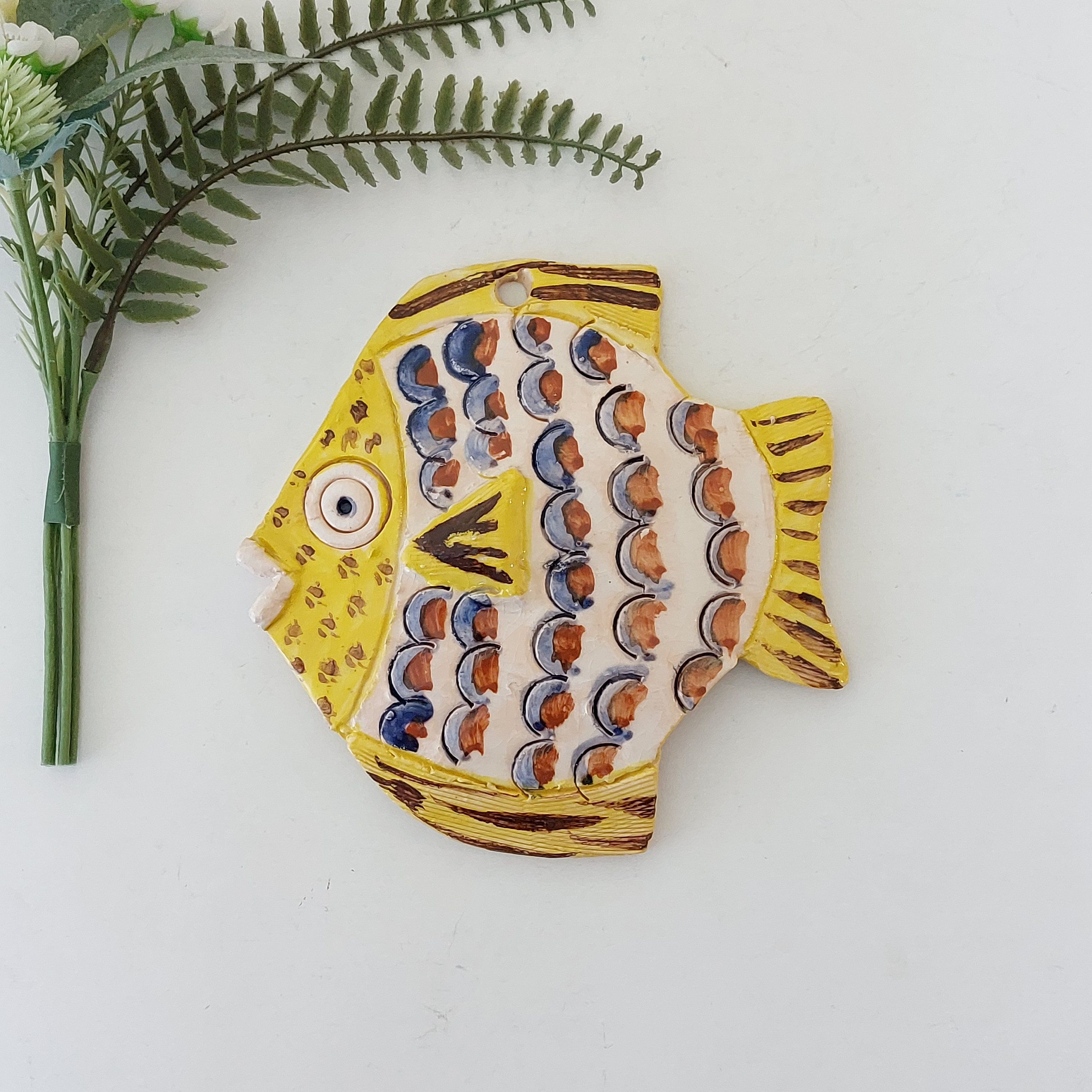 Large Glazed Ceramic Fish / Pottery Fish / Handmade Fish / Portuguese ...