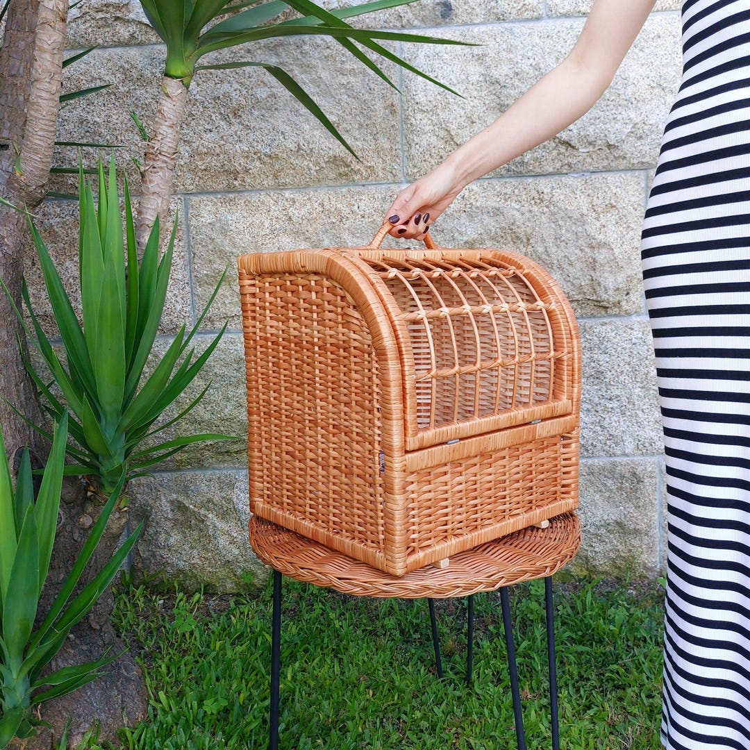 Wicker Pet Carrier With Cute Cushion / Wicker Basket for Pet / Pet ...