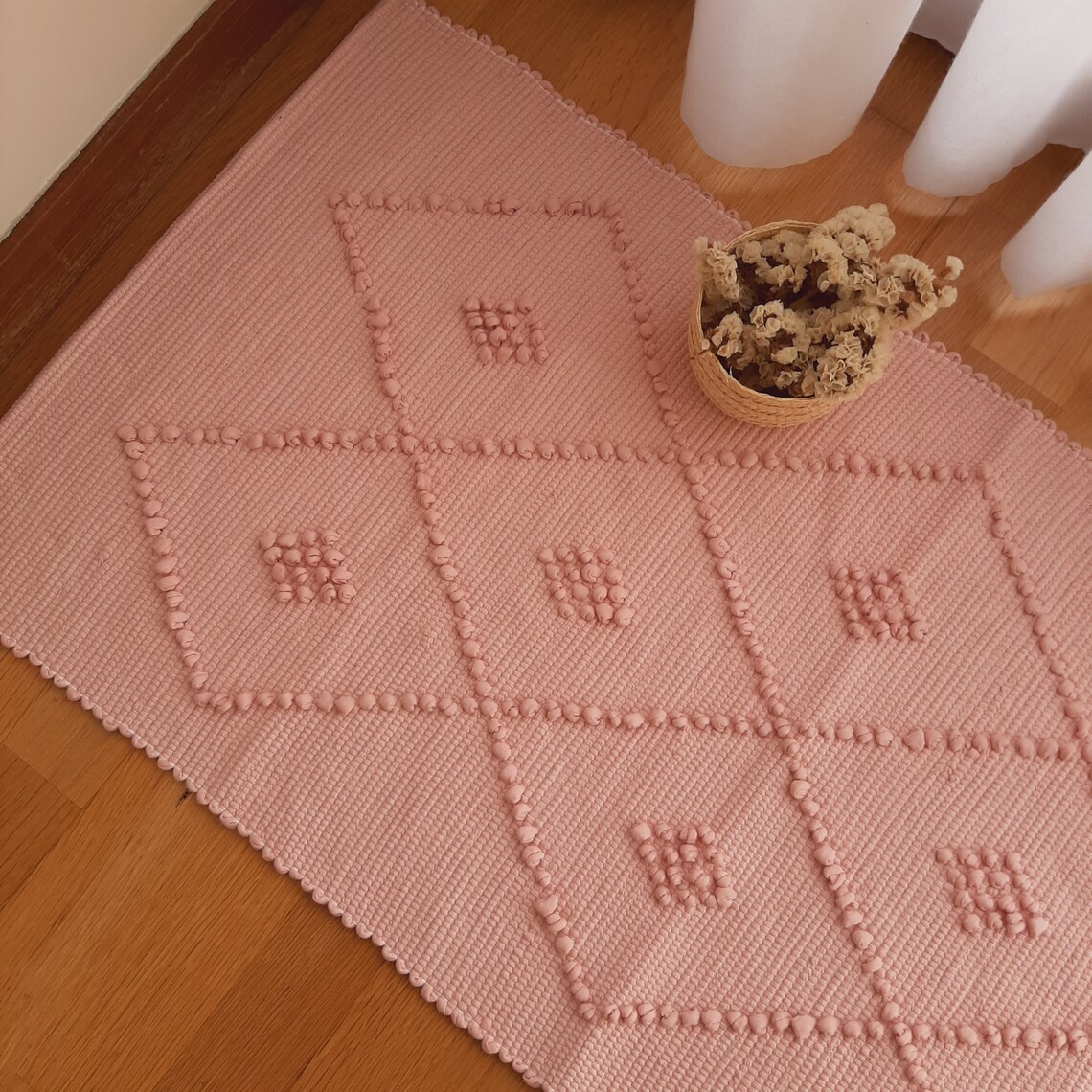 Small Sage Pink Rug / Handmade Rug / Cotton Rug / Bathroom Rug ...