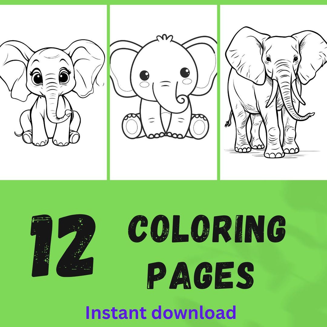 12 Cute Elephant Coloring Pages for Kids & Adults - Printable PDF ...