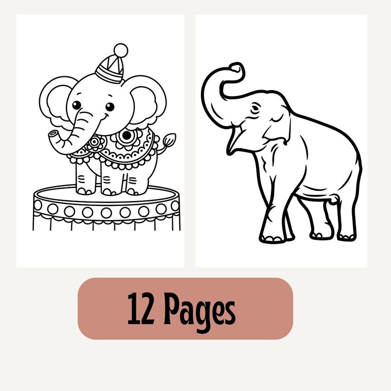 12 Cute Elephant Coloring Pages for Kids & Adults - Printable PDF ...