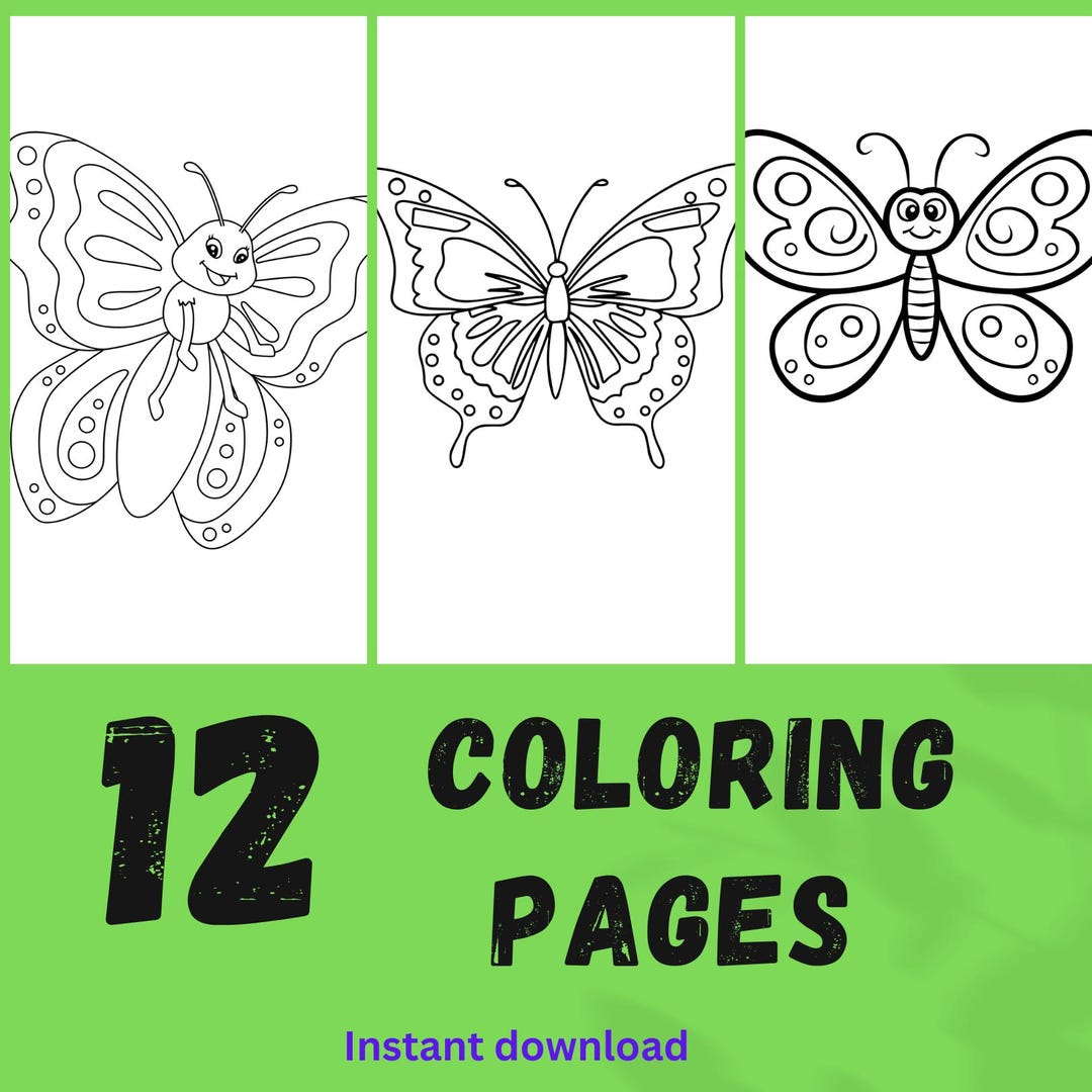 Butterfly Coloring Pages, 12 Simple Designs for Kindergarten ...