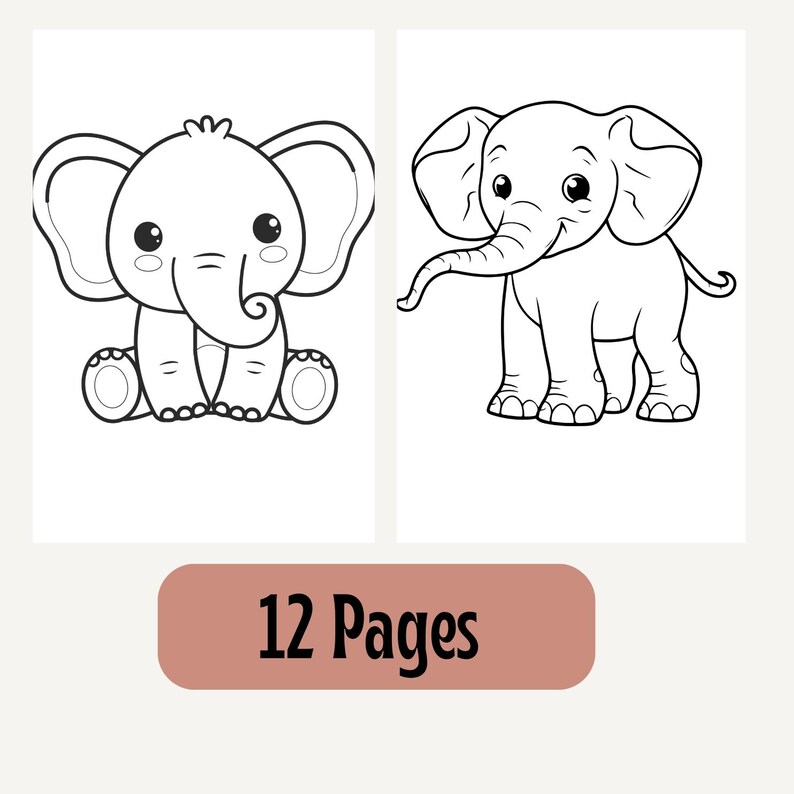 12 Cute Elephant Coloring Pages for Kids & Adults - Printable PDF ...