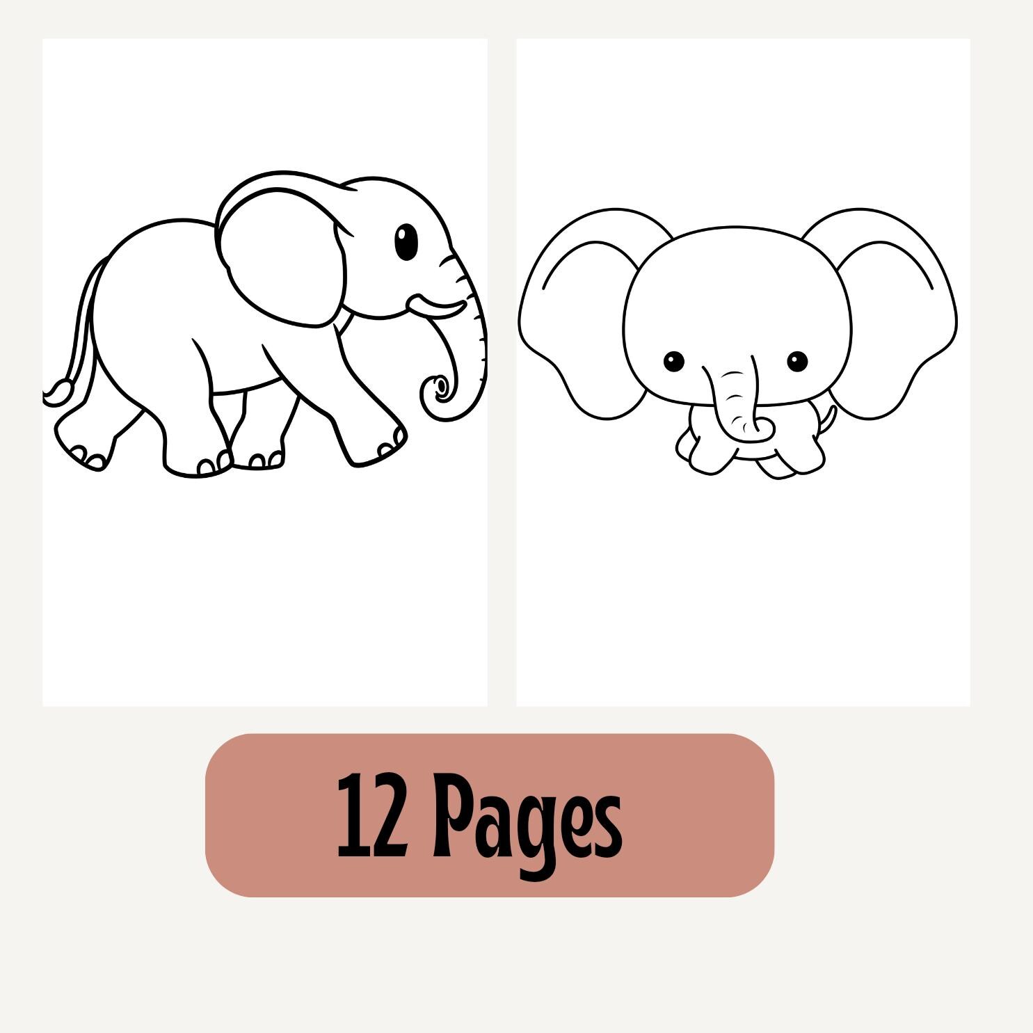12 Cute Elephant Coloring Pages for Kids & Adults - Printable PDF ...