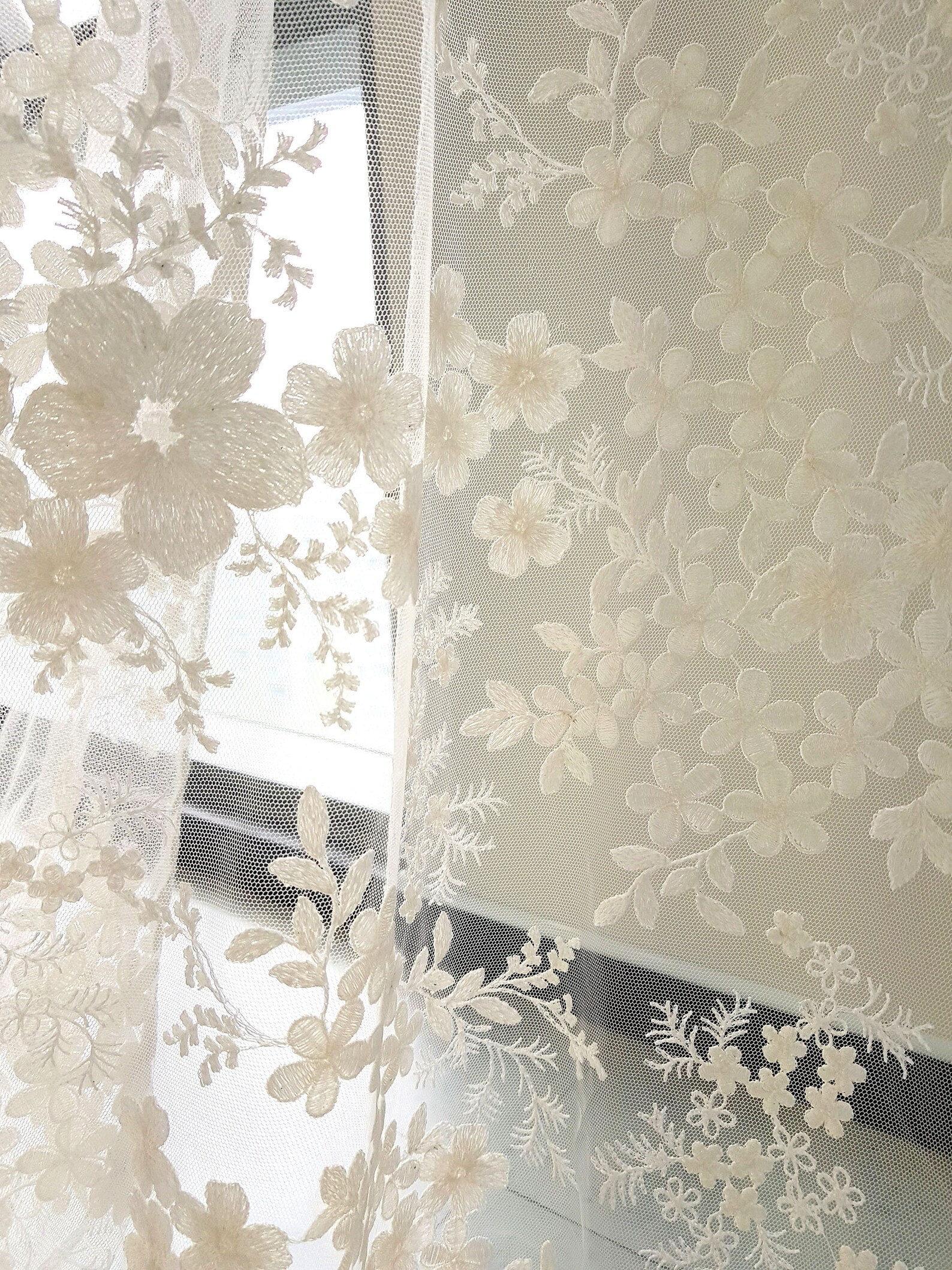 Ivory Bridal Lace Fabric, Floral Embroidery, Wedding Dress Lace - Etsy