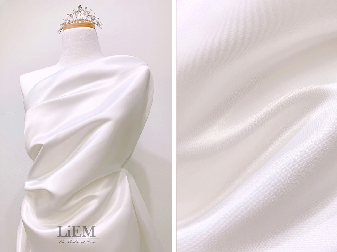 Satin fabric white Bridal fabric for wedding and interior | Etsy