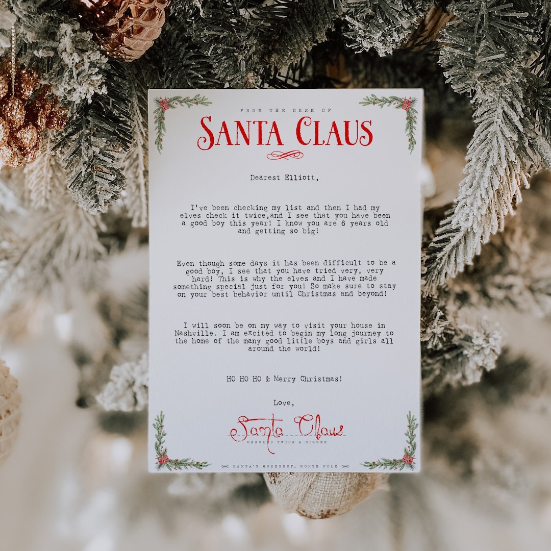 Custom Santa Claus Letter Printable, Customized Santa Letter Editable ...
