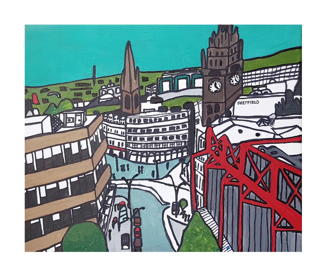 SHEFFIELD CENTRE 4 Piece Wall Art Prints Modern Wall Art | Etsy