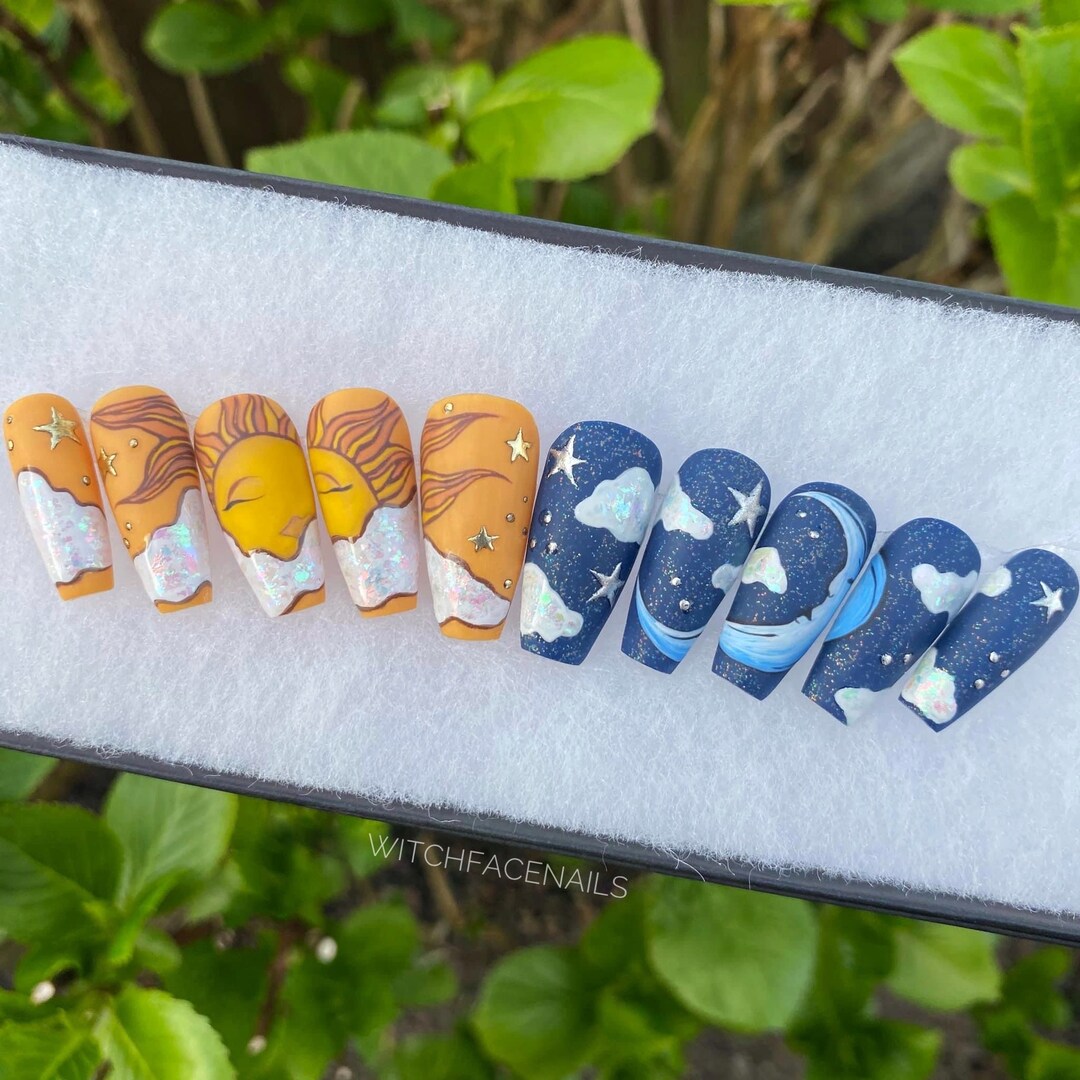 Press on Nails, Sun and Moons, Moon Press Ons, Sun Press Ons, Sun and ...