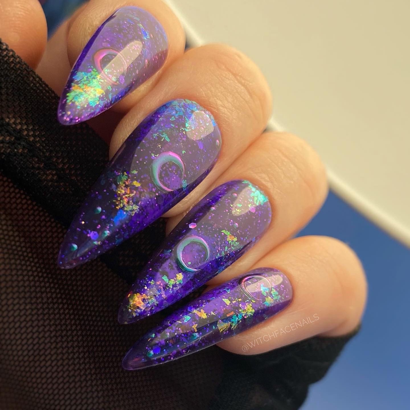Purple Moon Press on Nails Customisable Iridescent | Etsy