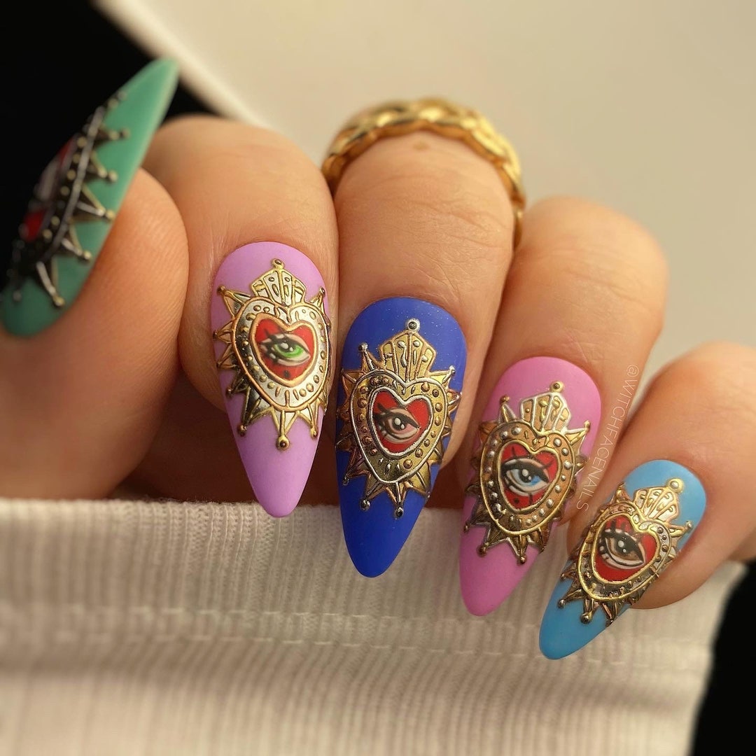 Press on Nails, Sacred Heart Press Ons, Gothic Press Ons, Evil Eye Press Ons, Summer Press Ons ...