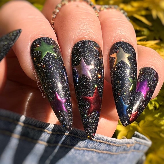Black nail with glitter store