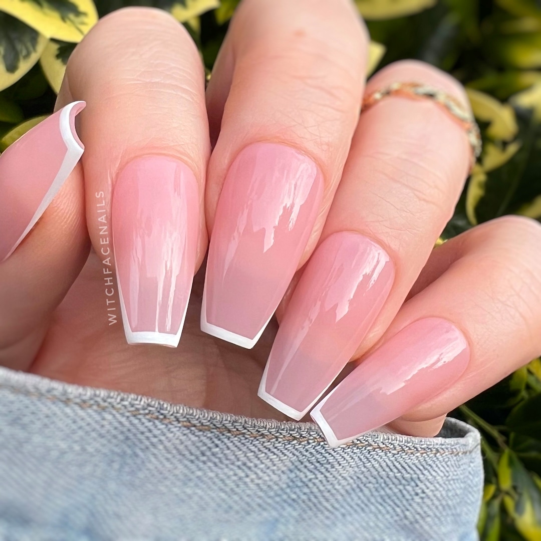 Micro French Press on Nails, Semi Transparent, White French, Natural ...