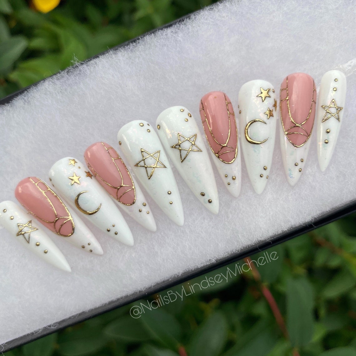 Press on Nails, Moon Nails, Witchy Press On, Pentagram Press Ons, Opal ...