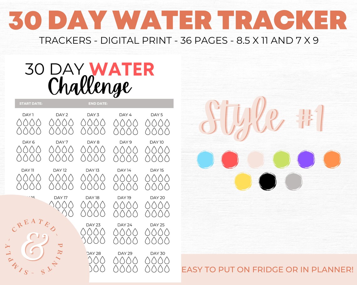 30 DAY WATER Challenge Tracker - Etsy