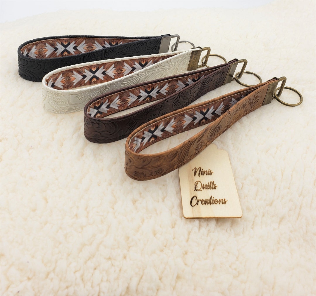 Southwest Arrow, Western Vegan Faux Leather Key Fobs Wristlet, Keychain ...