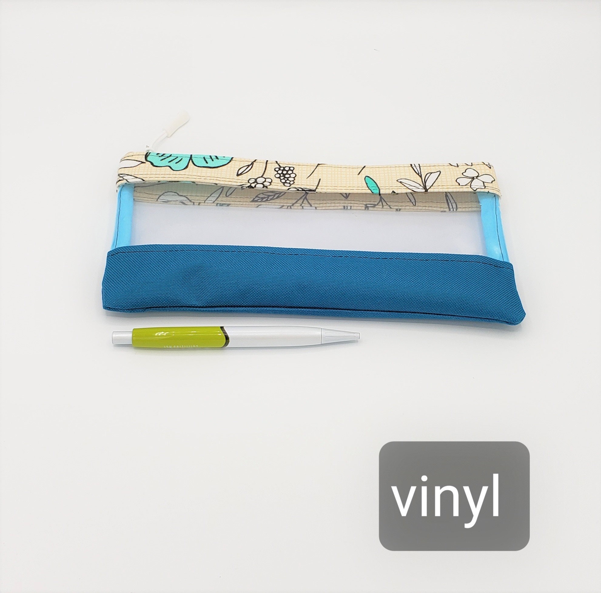 Zipper Pouch Teal Floral Teal Water Resistant Canvas Bottom - Etsy