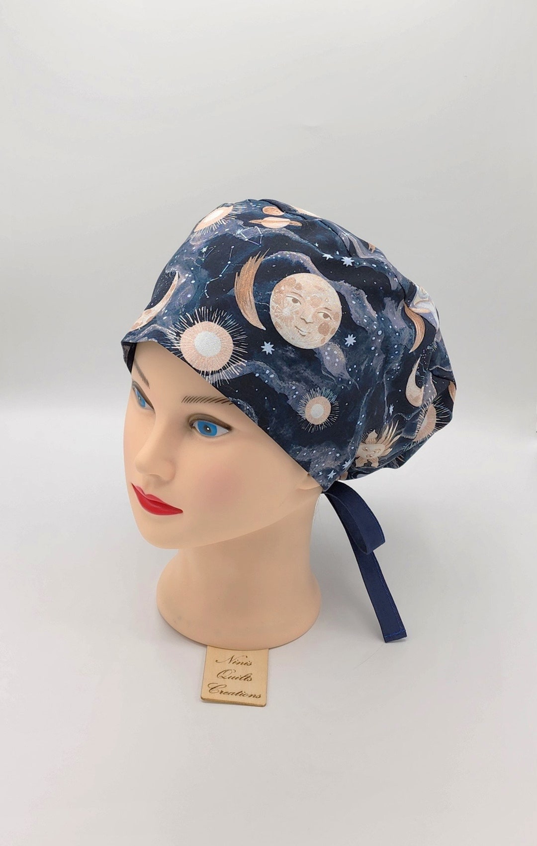 Celestial Moon Phases Stars Sun, Euro Style Scrub Cap, Nurse, Medical ...