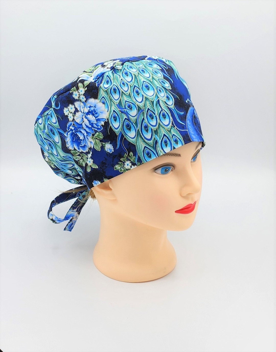 Peacock Euro Scrub Cap Hat, Perfect for Nurse, Medical, Operating Room ...