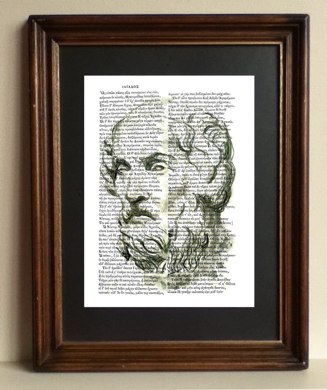 Homer, a Handmade Portrait of the Ancient Storyteller With Greek Text ...
