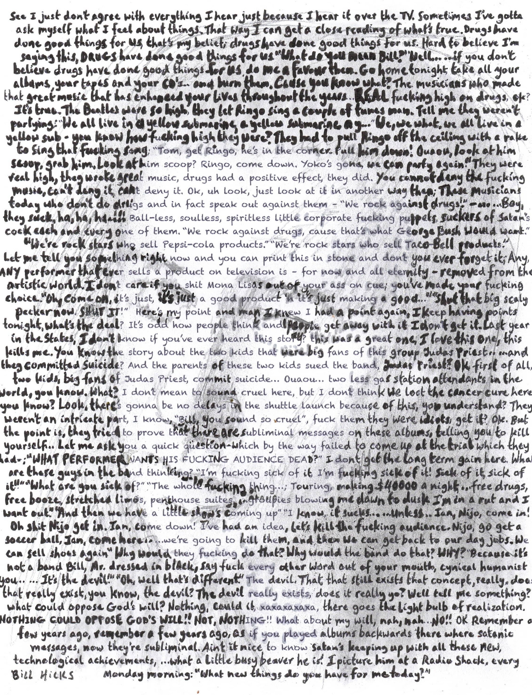 Bill Hicks Portrait of the Great Stand-up Comedian With the - Etsy