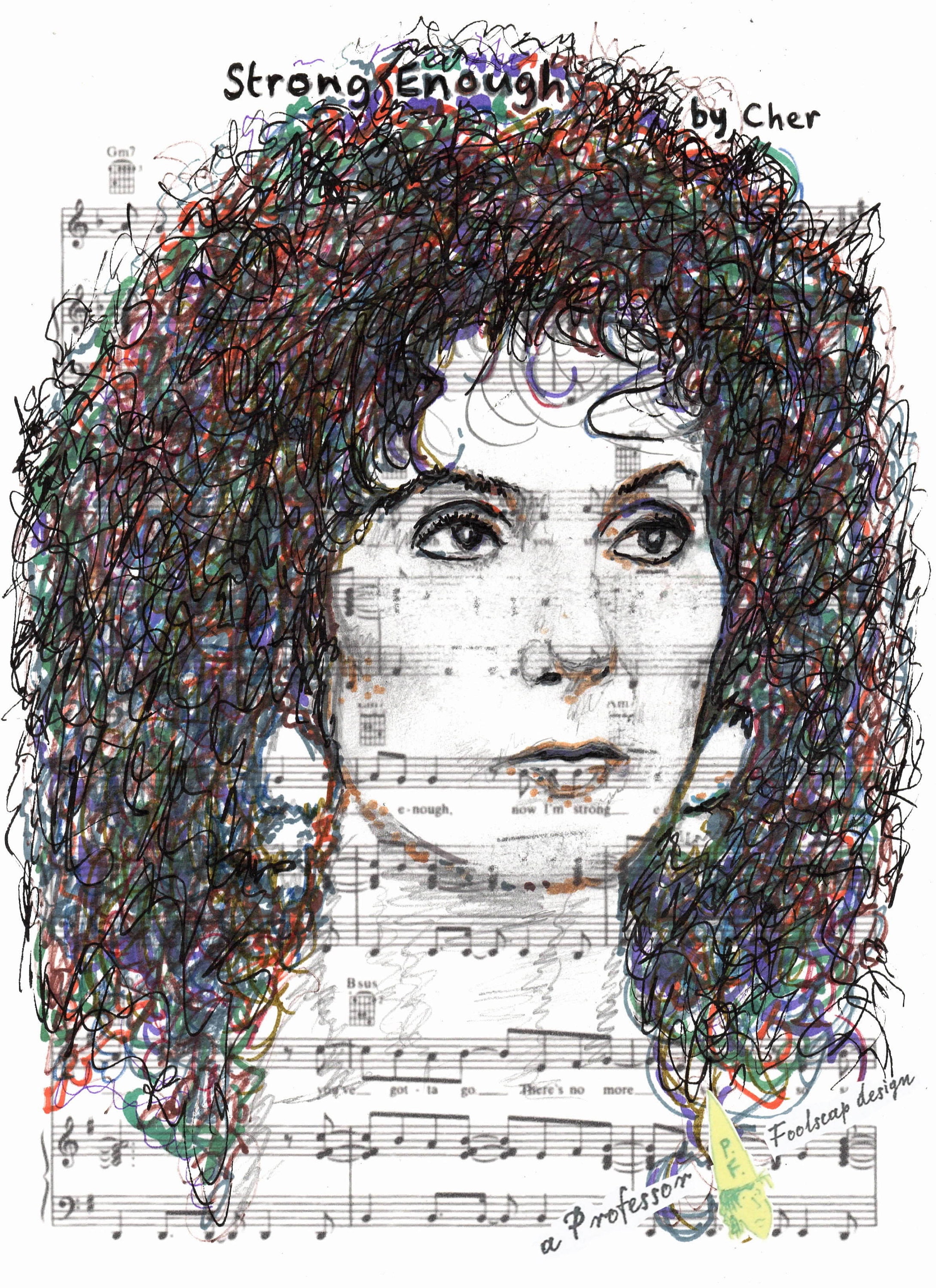 Cher Poster, an Illustrated Portrait of the Brilliant Singer, Hand ...