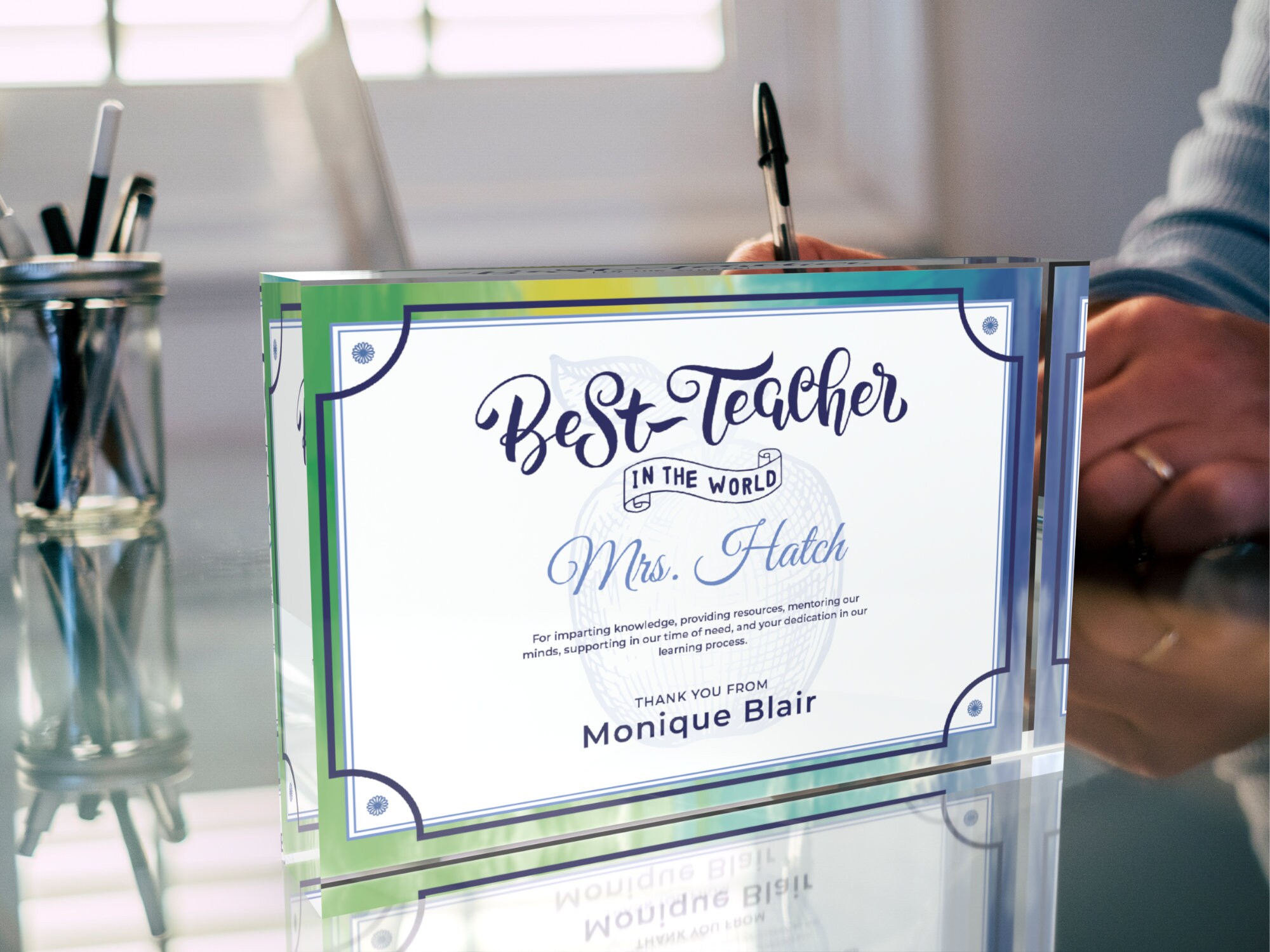 Personalized Best Teacher Award Worlds Greatest Teacher | Etsy