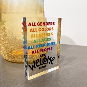 LGBTQ Rainbow Pride Decor, Everyone is Welcome Here Sign, Inclusion ...