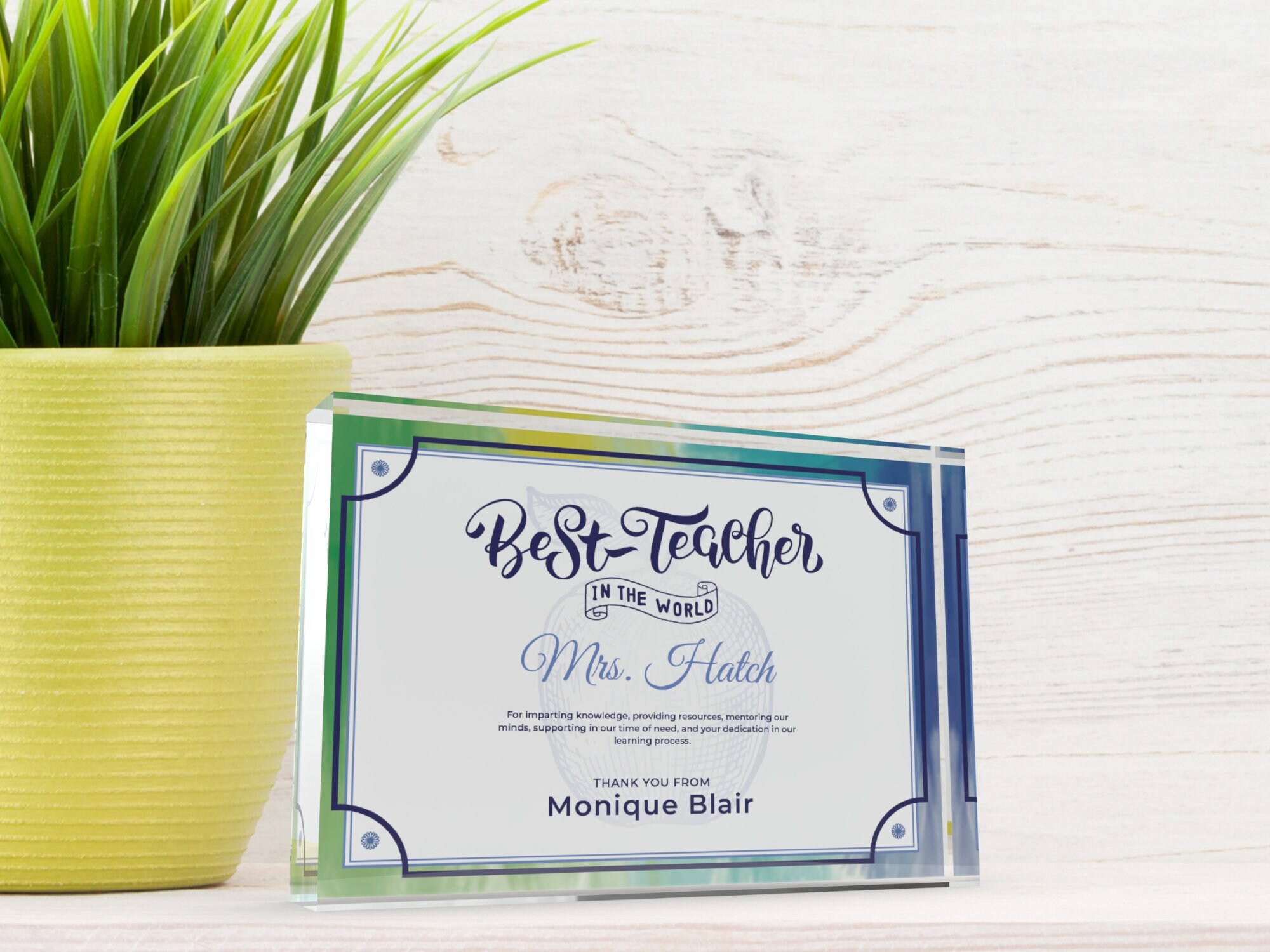 Personalized Best Teacher Award Worlds Greatest Teacher | Etsy