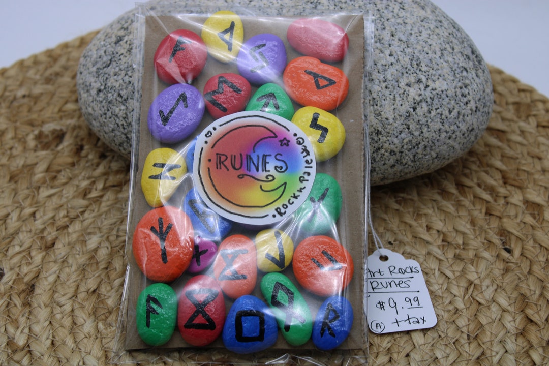 Hand Painted Runes Elder Funk Colorful Hand Painted Rocks A - Etsy