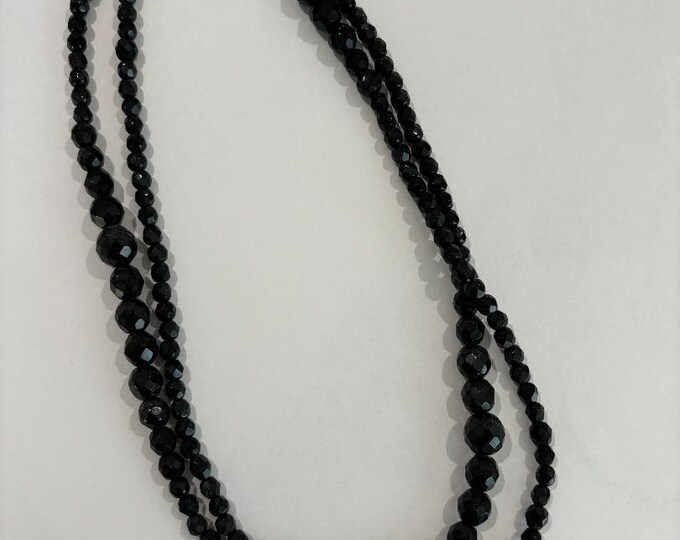 Antique Jet Beaded Necklace Long - Etsy