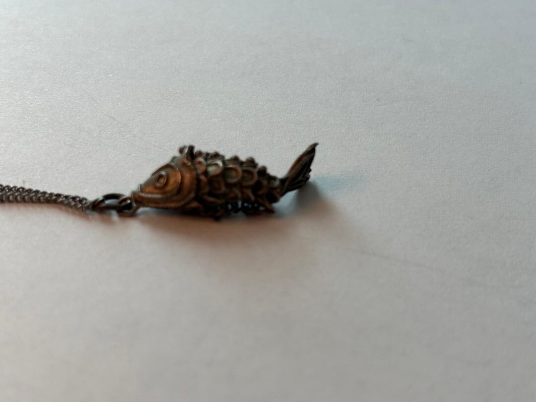 Vintage Sterling Silver Articulated Fish Pendant Jointed Fish With ...