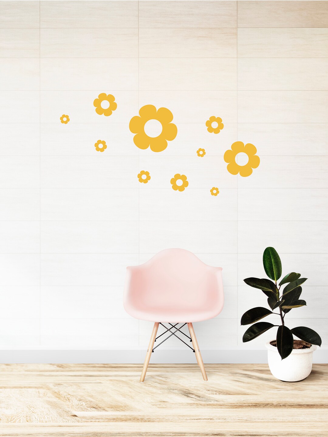 Retro Daisy Wall Decal / Daisy Wall Decal / Removable Wall Decal ...