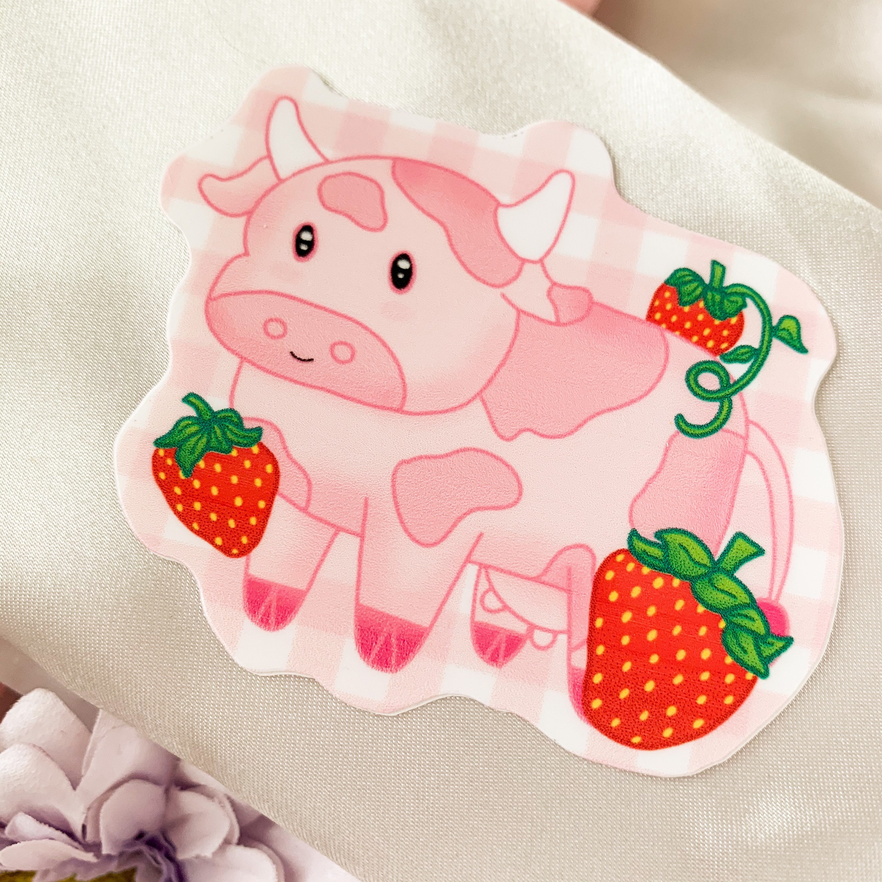 Strawberry Cow Sticker / Cow Sticker / Strawberry Sticker / - Etsy