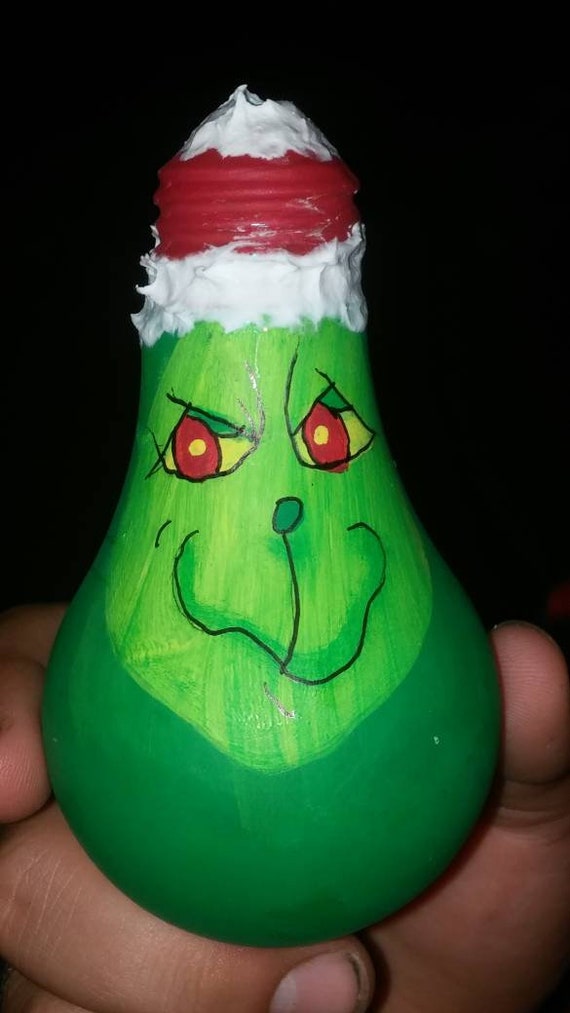 Grinch Upcycled Lightbulb Ornament - Etsy