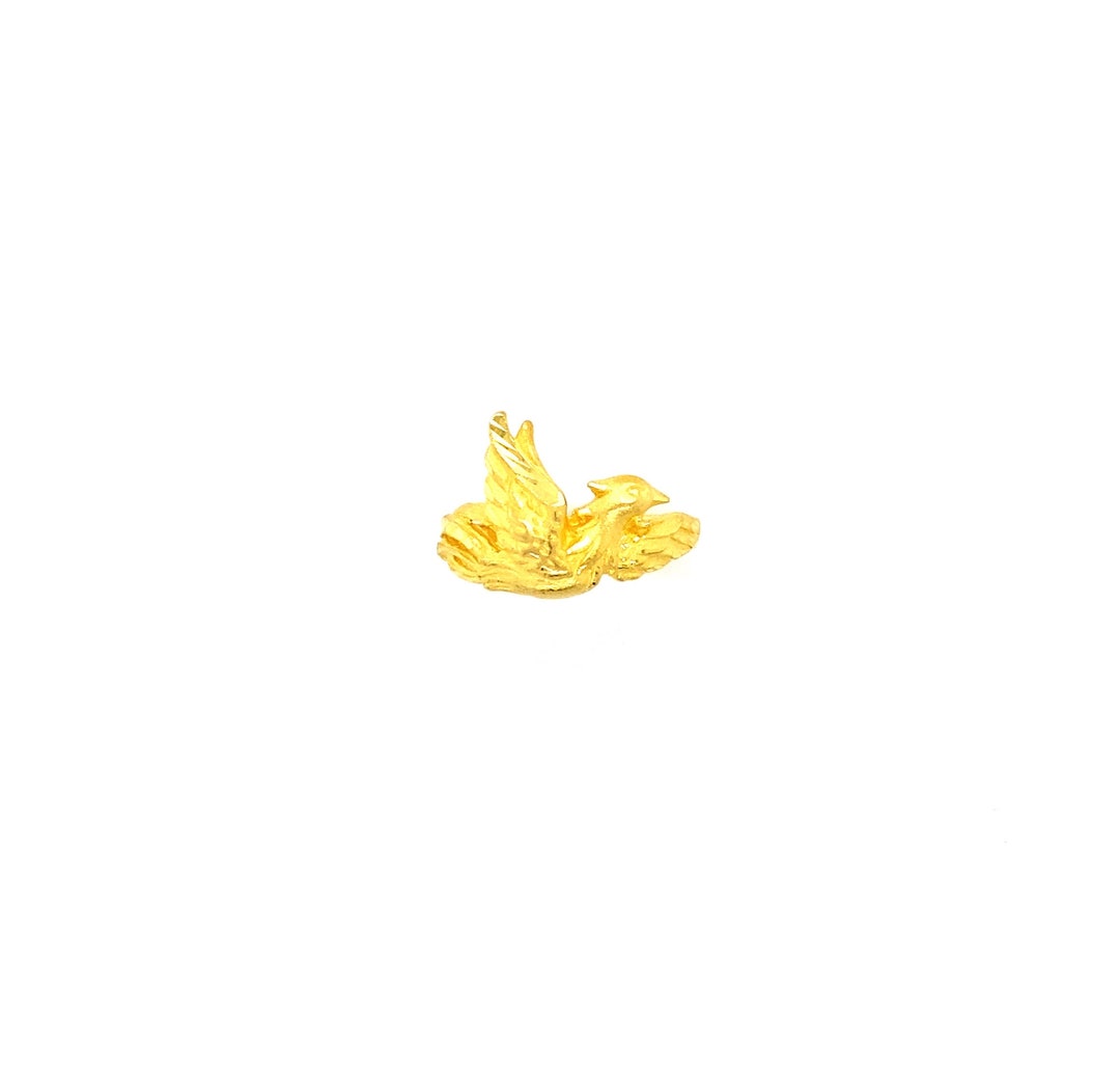 24k Solid Yellow Gold Dove Ring, Bird Inspired Band, 999 Pure Gold Bird ...