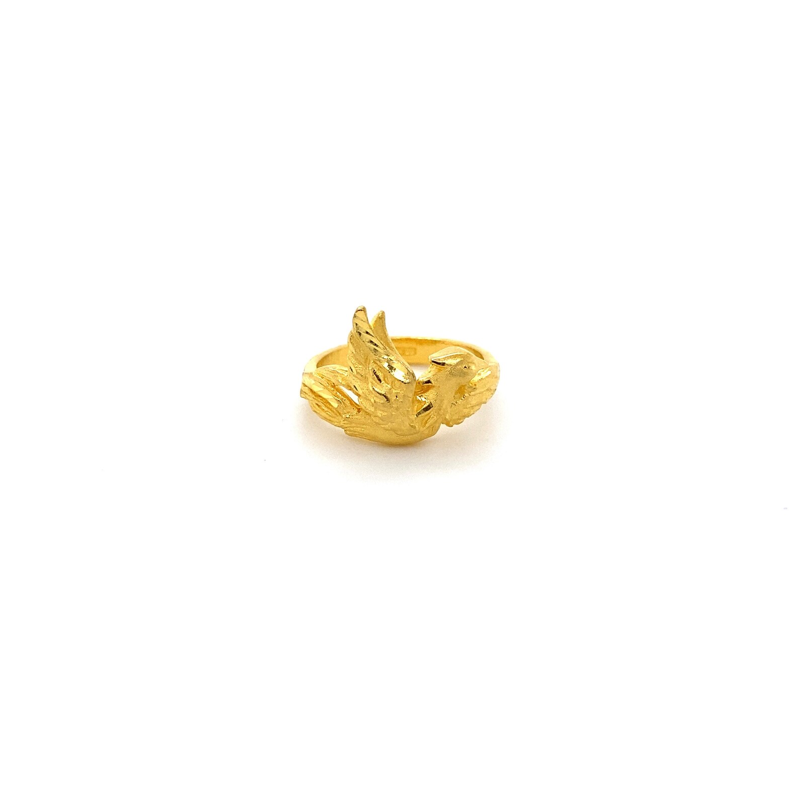 24k Solid Yellow Gold Dove Ring, Bird Inspired Band, 999 Pure Gold Bird ...