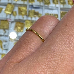 24k Solid Gold Thin Wedding Band, Handmade Pure Gold Ring, 999.9 Dainty Gold Band, 1.1MM ...