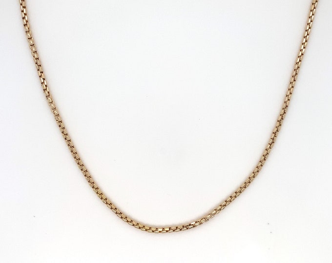 18k Solid Gold Box Rolo Chain Necklace, 18k Square Rolo Link Necklace ...
