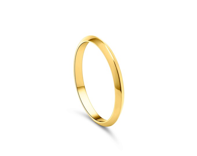 18k Solid Gold Knife Edge Ring, Triangle Gold Ring, 2MM Wedding Band ...