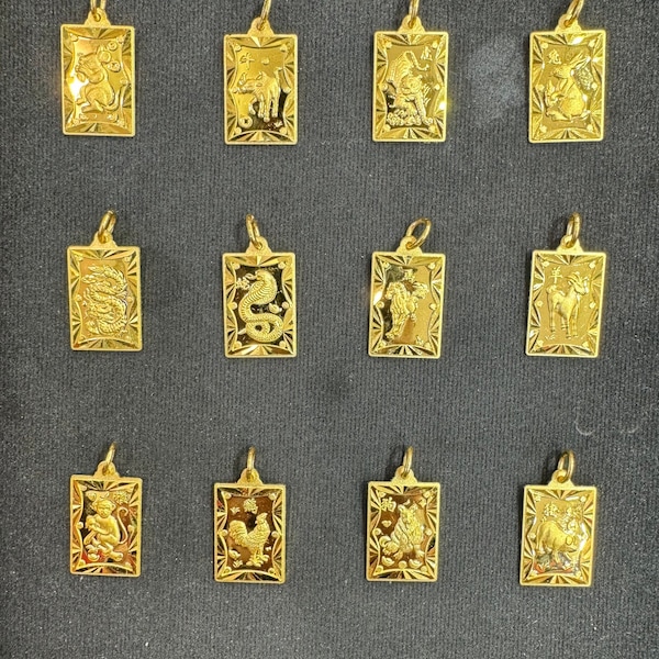 24k Gold Chinese Zodiac Pendant - Etsy