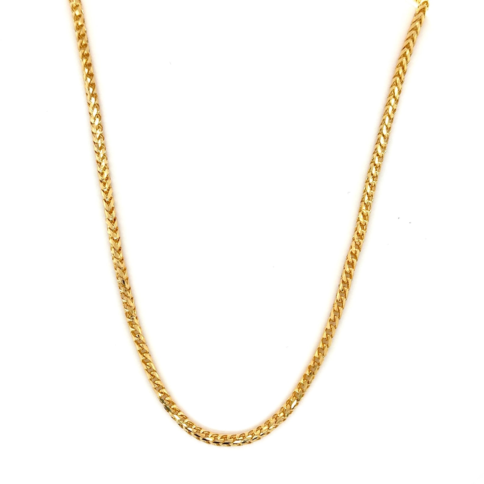 18k Solid Yellow Gold Franco Chain Necklace, 2.7MM Diamond Cut Franco ...