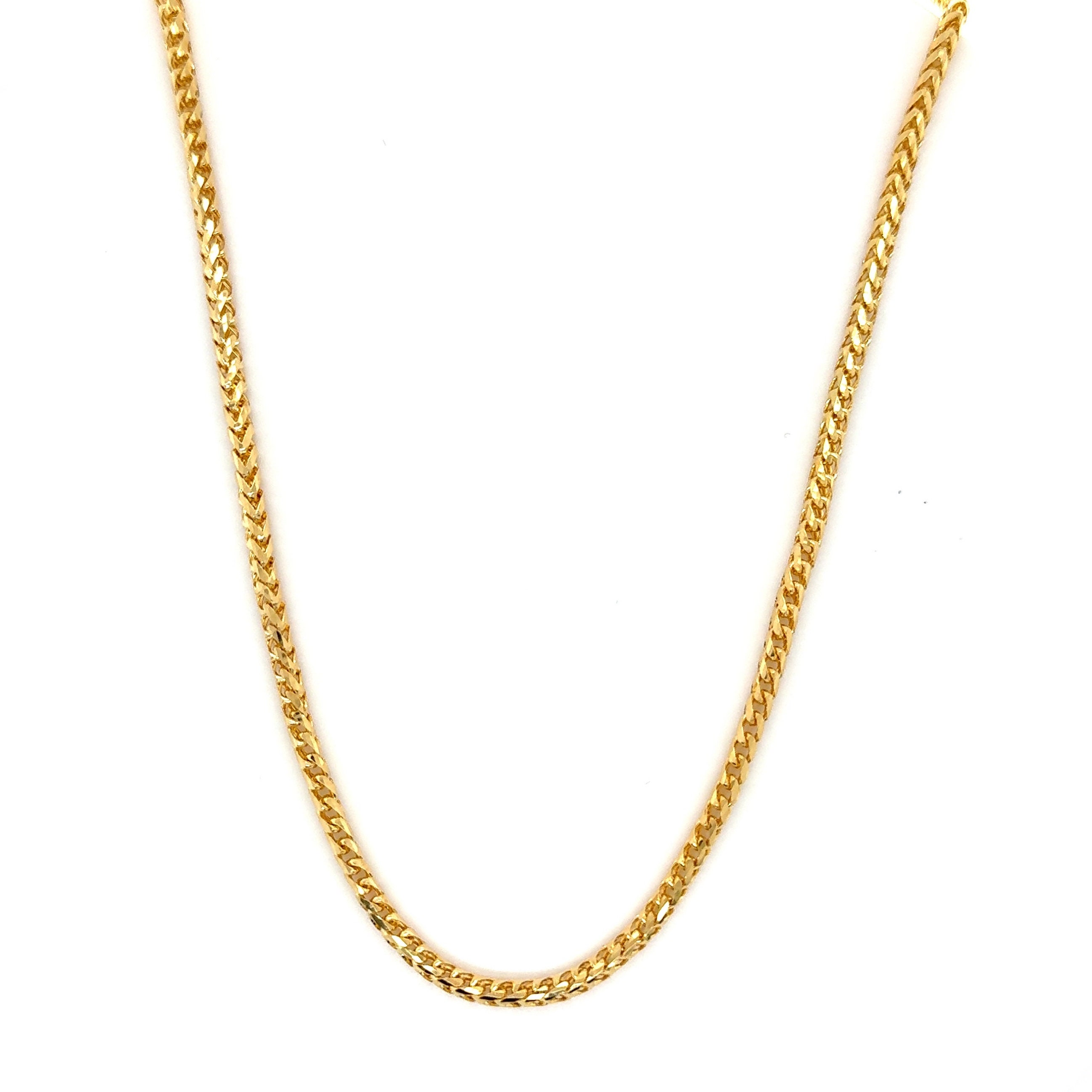 18k Solid Yellow Gold Franco Chain Necklace, 2.7MM Diamond Cut Franco ...