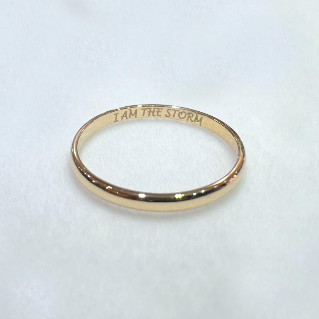 Personalized 18k Solid Gold Inner Engraving Band, 1.8mm Thin Custom ...