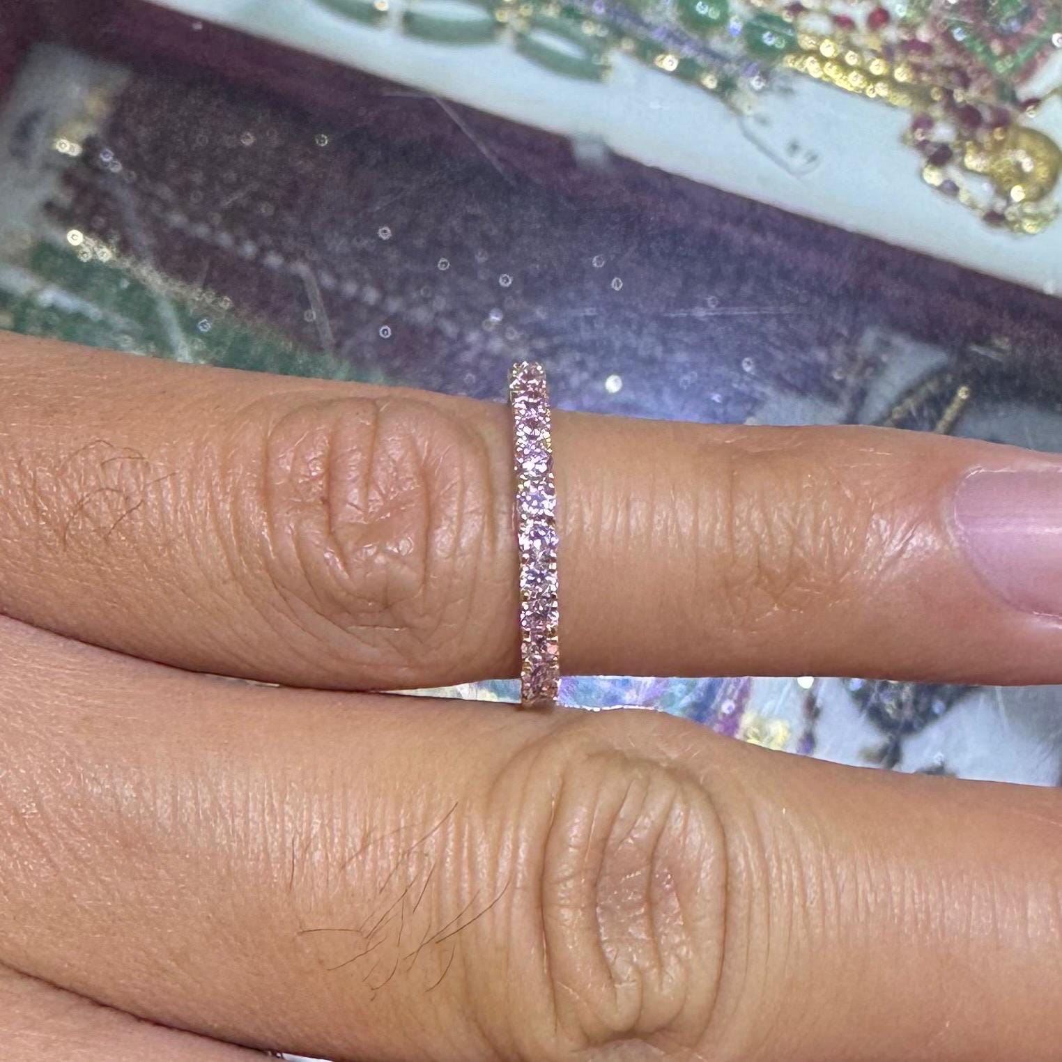 14k Solid Gold Eternity Rings, Natural Gemstones Stackable Band, 14kt ...