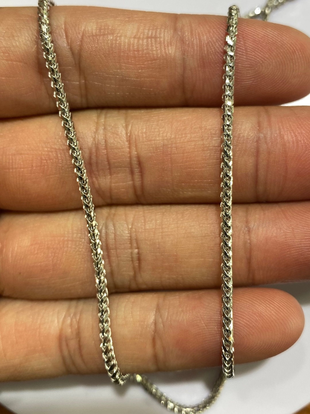 18k Solid White Gold Franco Chain, 2.2mm Franco Link Chain in 18k Real ...