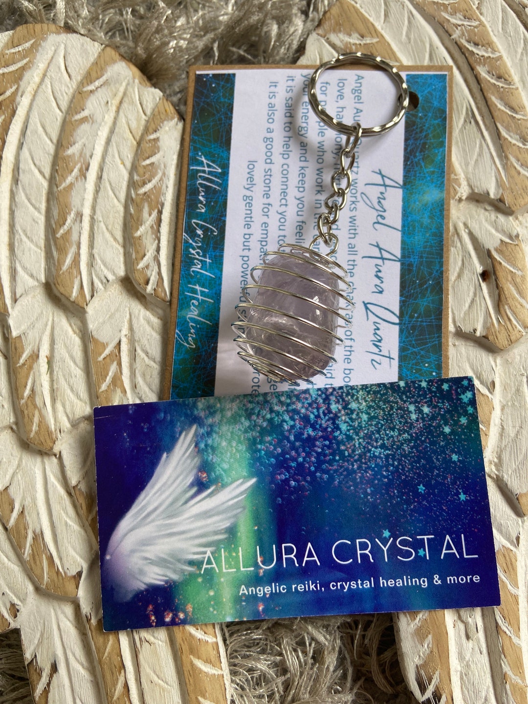 Spiral Crystal Key Ring angel Aura Quartz - Etsy